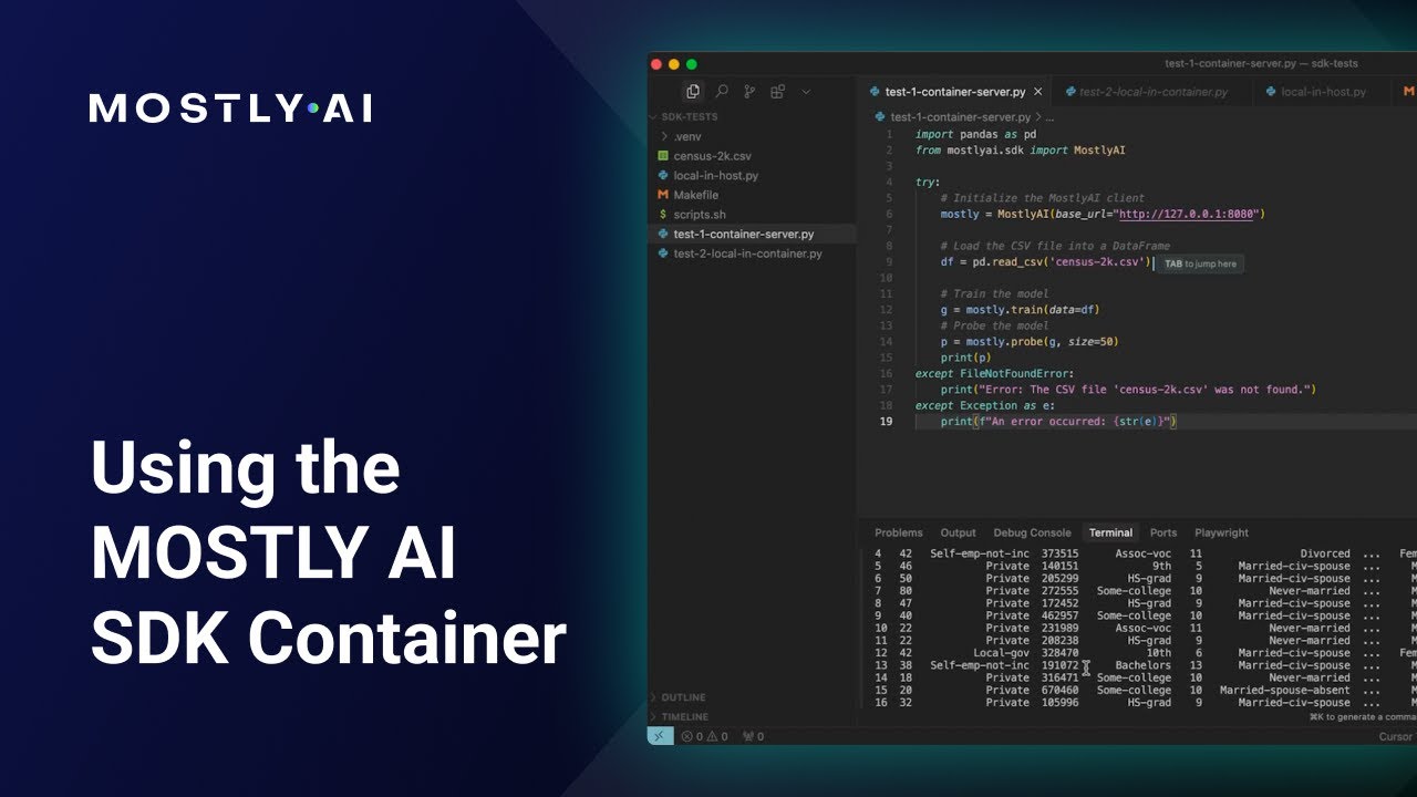 Using the MOSTLY AI SDK Container - MOSTLY AI